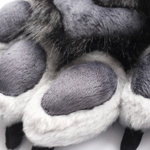 Black Grey Fursuit Paws, Wolf Paws, Grey Fur Paws - Etsy
