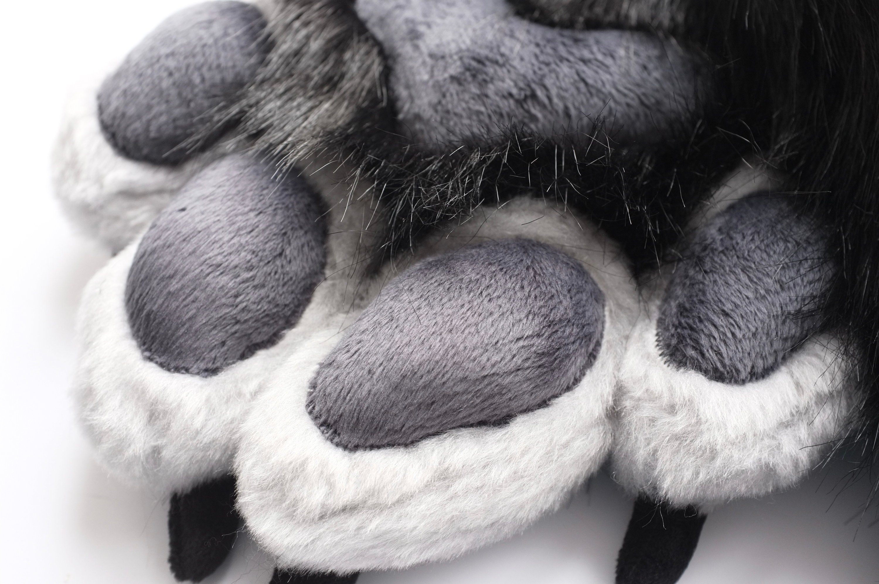 Black Grey Fursuit Paws, Wolf Paws, Grey Fur Paws - Etsy