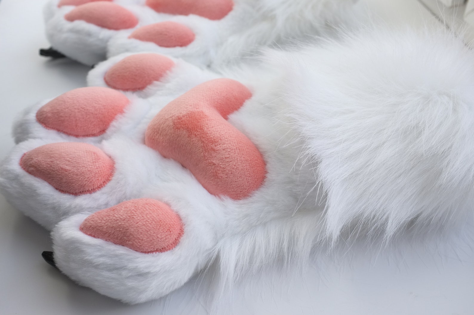 White Four Finger Furry Paws, Fur Handpaws With Salmon Pink Pads - Etsy
