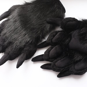 Five Finger Fursuit Paws Black With Extra Large Claws - Etsy