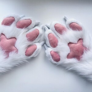 White Fursuit Paws With Star Pad - Etsy
