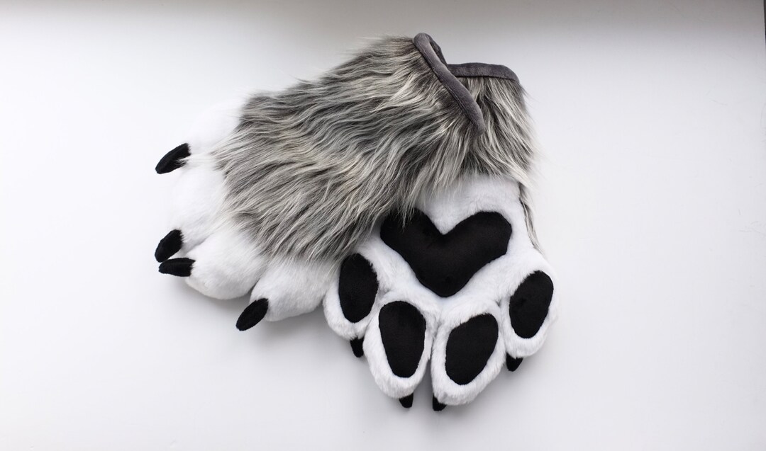 Grey Fursuit Paws, Furry Gloves, Paw Hand Gloves, Furry Paws Grey ...