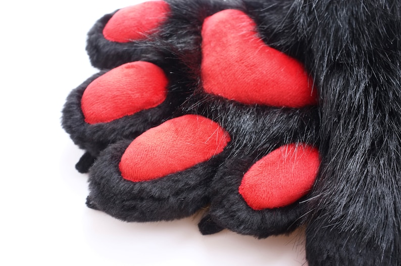 Red Puffy Paws, Fursuit Paws Black, Furry Paws - Etsy