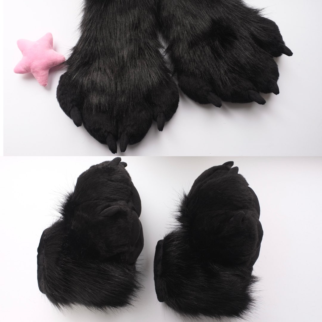 Black Faux Fur Fursuit Paws Partial - Etsy