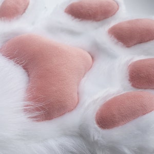 White Five Finger Paws, Paw Gloves White, Fluffy Fursuit Paws, Fursuit ...