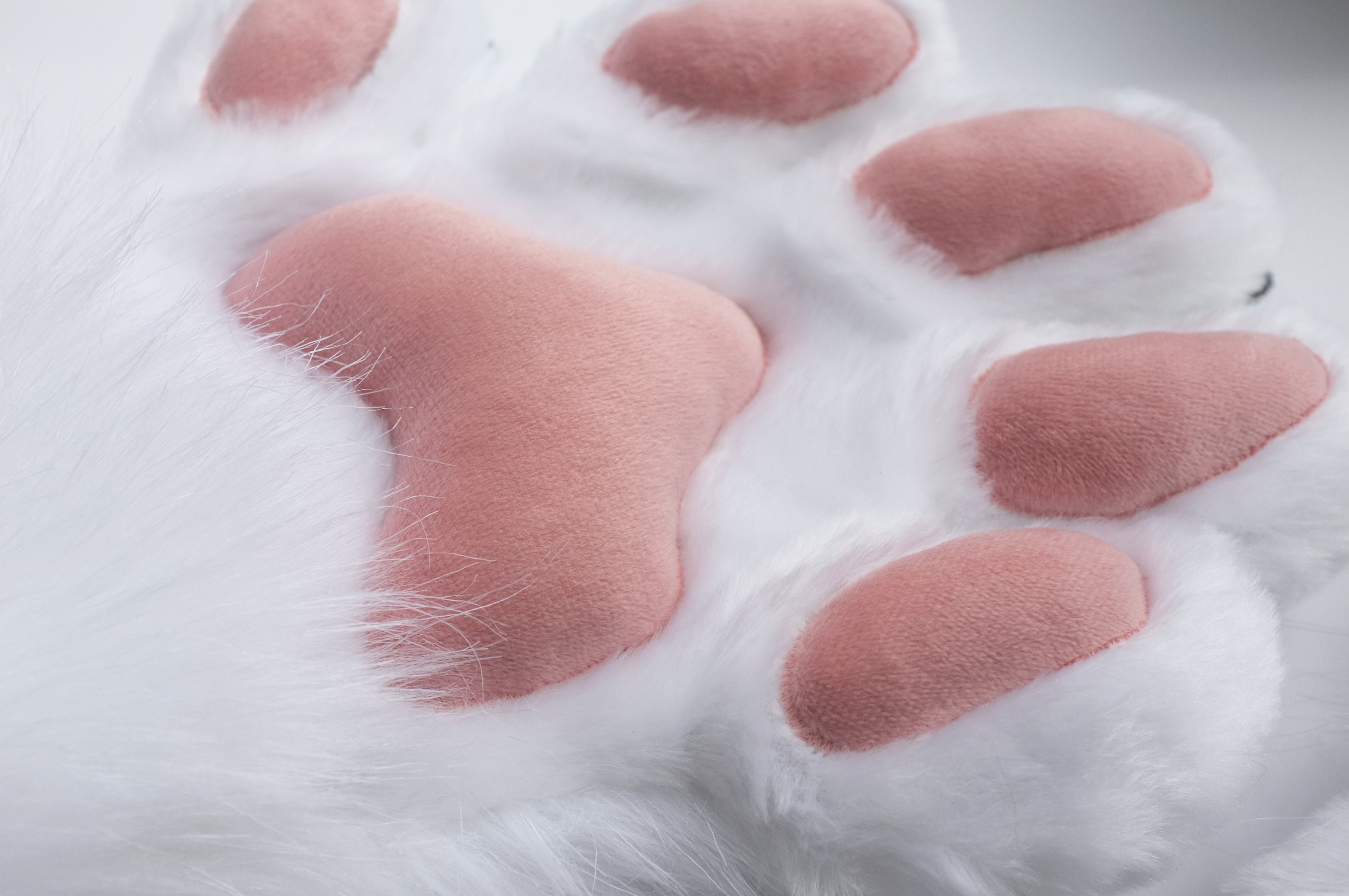 White Five Finger Paws, Paw Gloves White, Fluffy Fursuit Paws, Fursuit ...