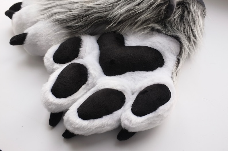 Grey Fursuit Paws, Furry Gloves, Paw Hand Gloves, Furry Paws Grey ...