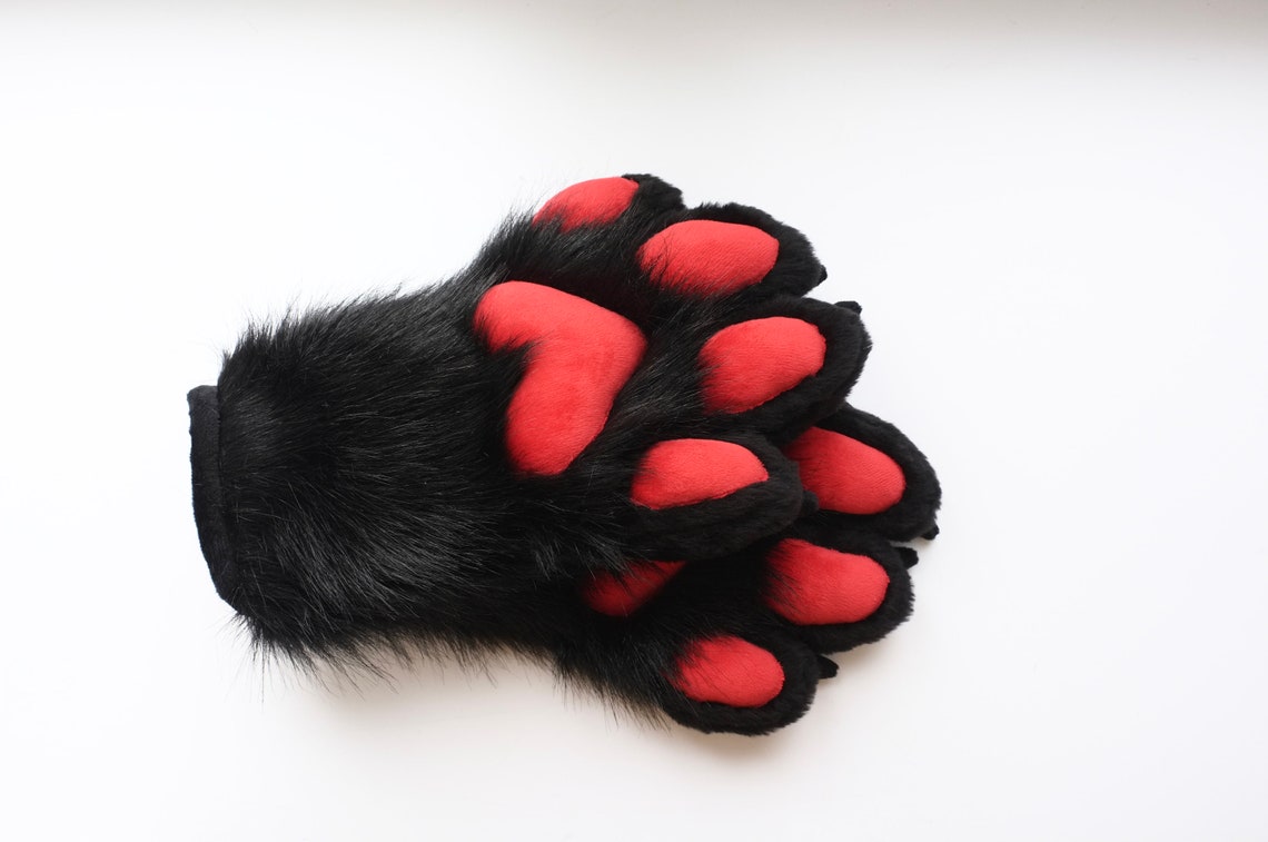 Red Puffy Paws, Fursuit Paws Black, Furry Paws - Etsy