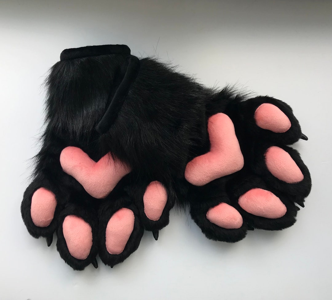 Black Fursuit Paws, Black Furry Paws, Animal Paw Gloves, Furry Gloves ...