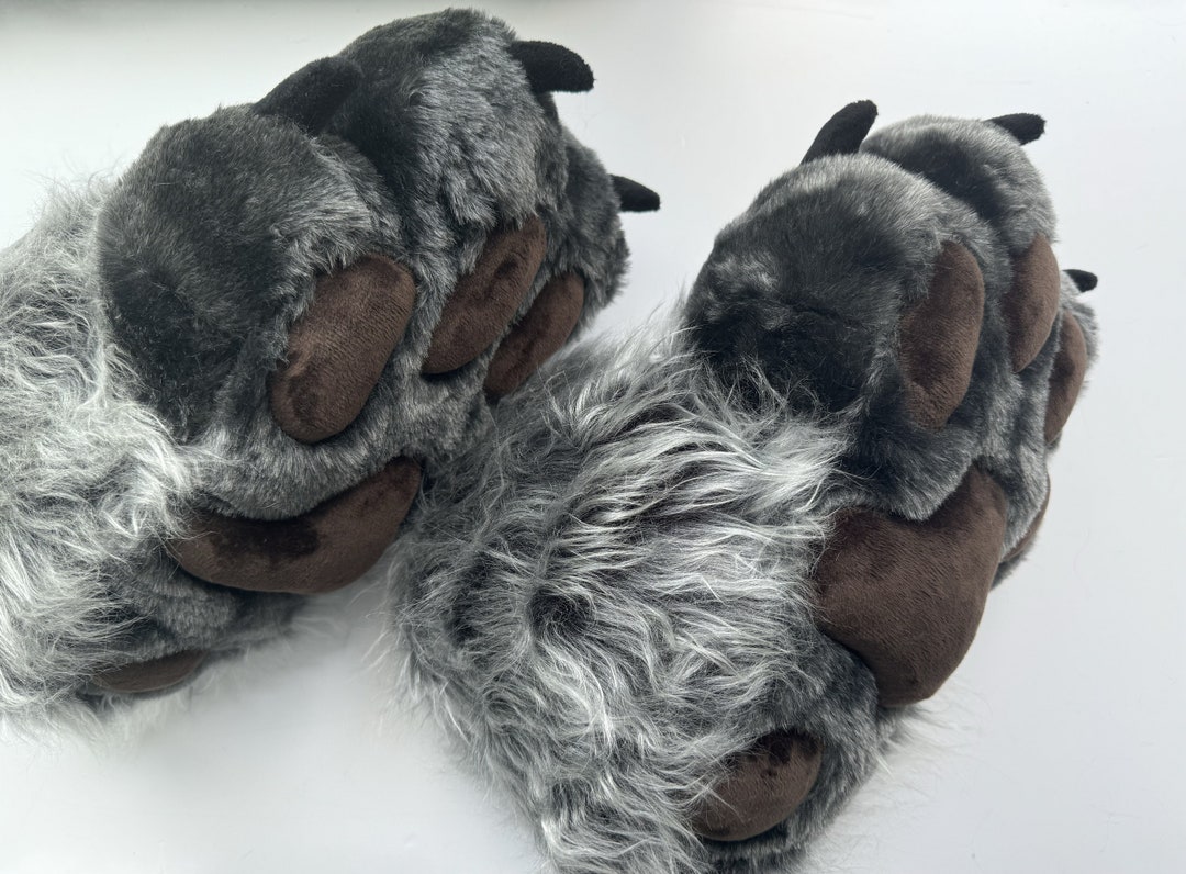Grey Fursuit Paws, Grey Wolf Paws, Fur Grey Paws - Etsy