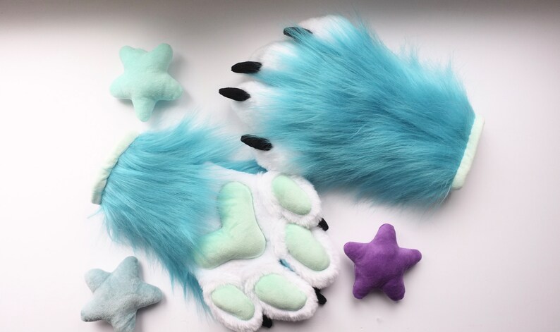 Fursuit Paws Green, Paw Gloves Green, Fursuit Paws Commissions, Custom ...