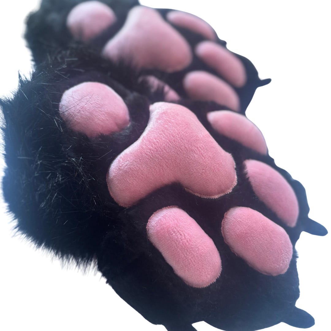 Black Cat Fursuit Feet Paws: Plush Pink Paw Pads, Cosplay Costume - Etsy
