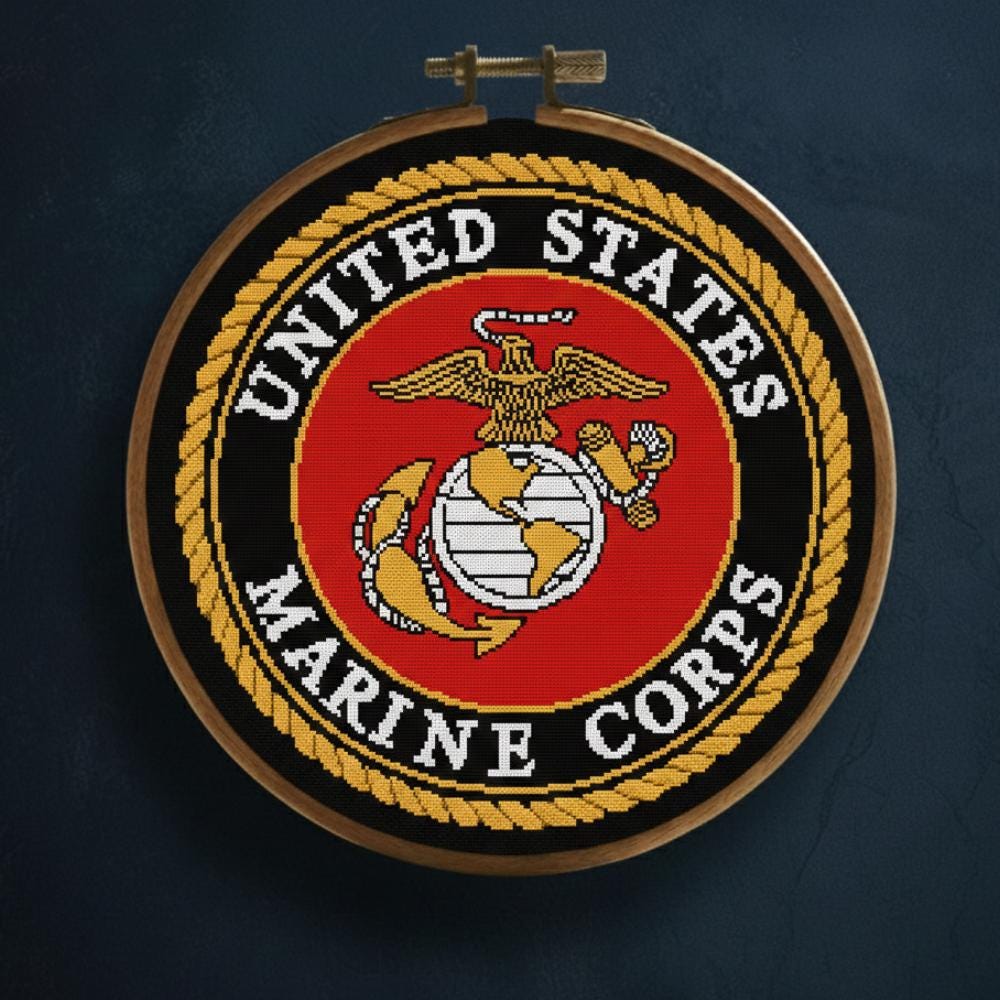 USMC Cross Stitch | United States Marine Corps Emblem Logo Symbol Patch ...