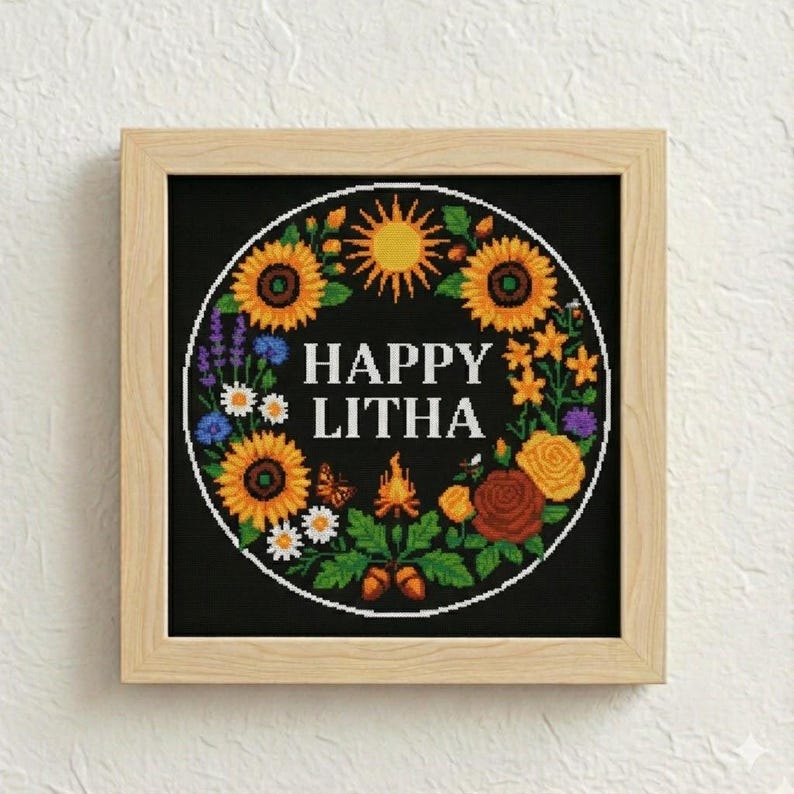 Litha Cross Stitch Pattern PDF Pagan Summer Solstice Sabbat Wheel of ...
