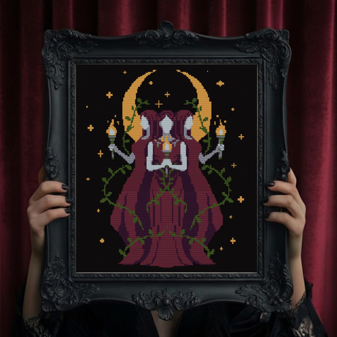 Hecate Cross Stitch Pattern | Gothic Triple Goddess With Symbolic Chart ...