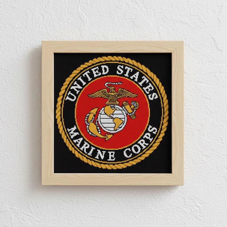 USMC Cross Stitch | United States Marine Corps Emblem Logo Symbol Patch ...