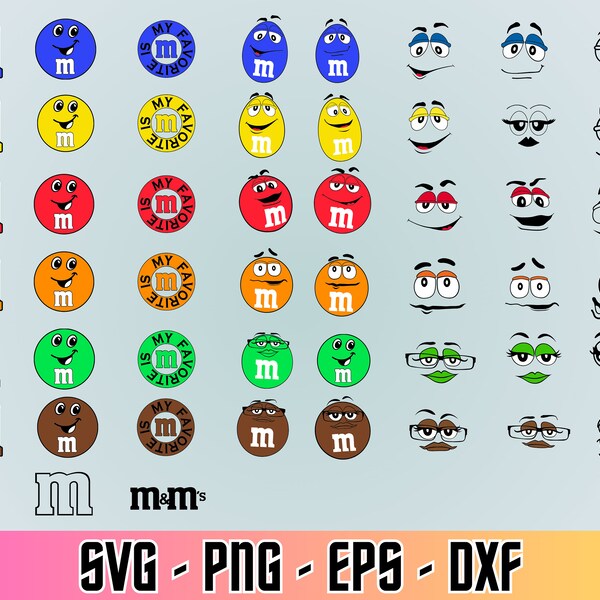 M and M Face Svg - Etsy