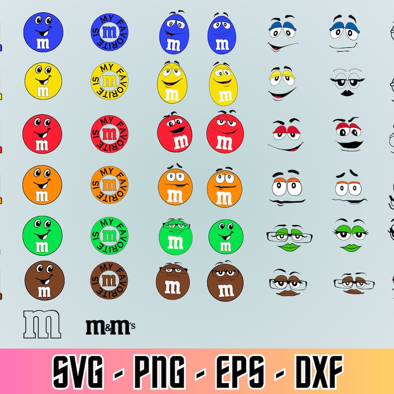 M&m face svg - Etsy México