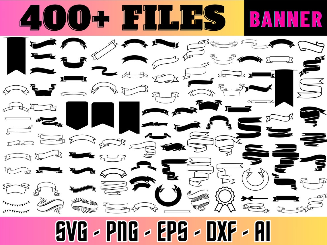 Banner Svg, Ribbon Svg Bundle, Ribbon Banner Svg Cut Files, Banners Svg ...