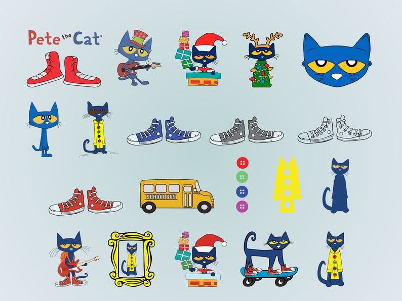 Pete the Cat Svg , Pete the Cat Cricut Vector Bundle , Pete the Cat ...