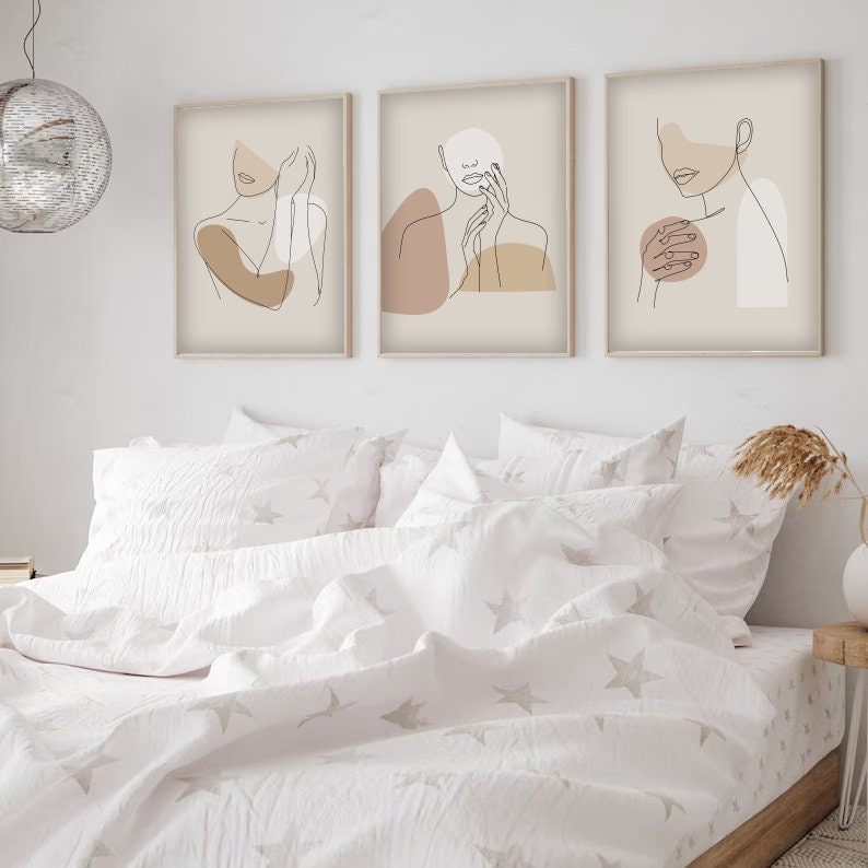 Woman Line Art, Set of 3 Prints, Printable Woman Line Wall Art, Woman ...