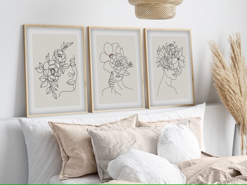 Woman Line Drawing Art Prints, Set of 6 Prints, Line Home Decor, Female ...