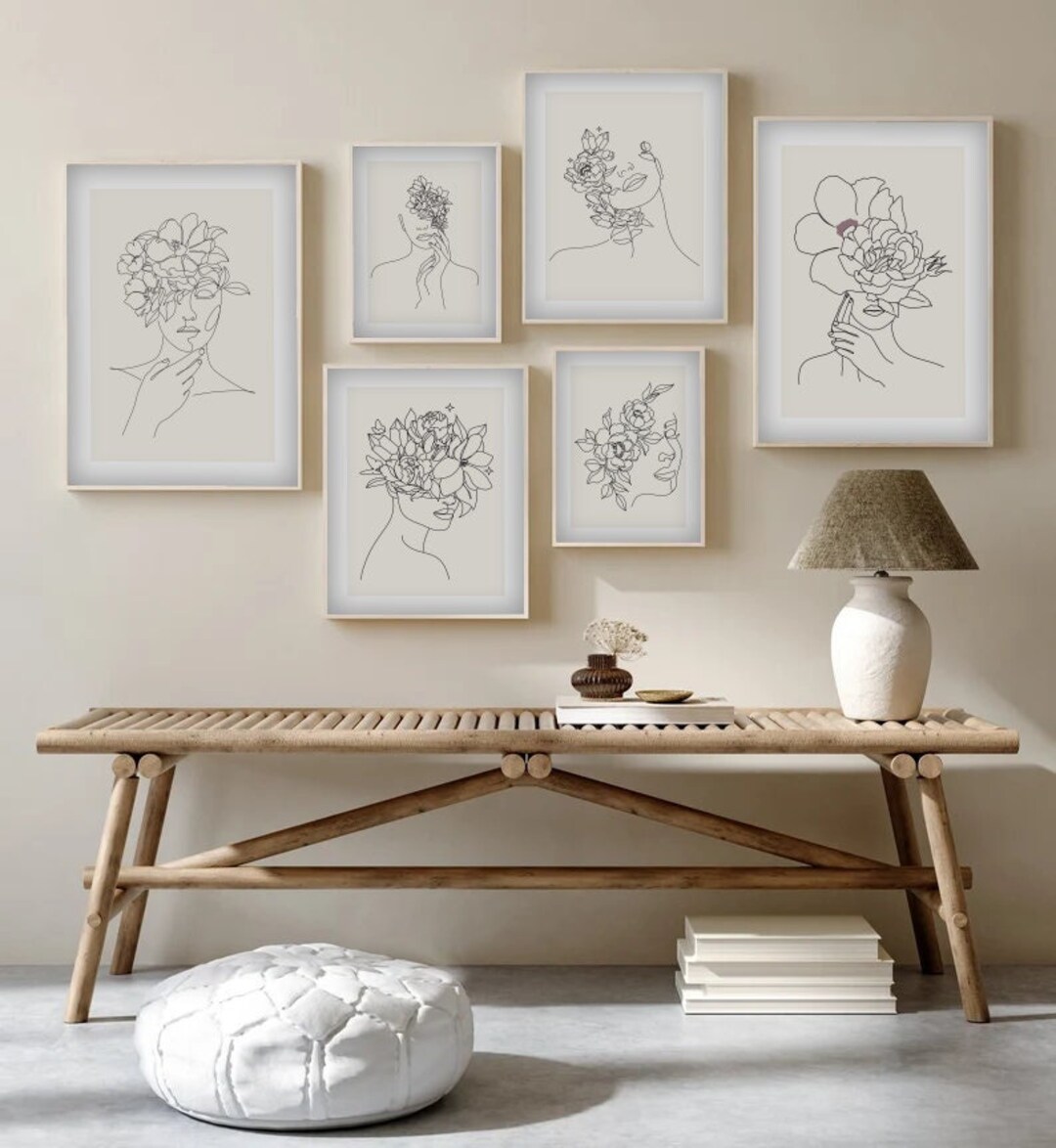 Woman Line Drawing Art Prints, Set of 6 Prints, Line Home Decor, Female ...