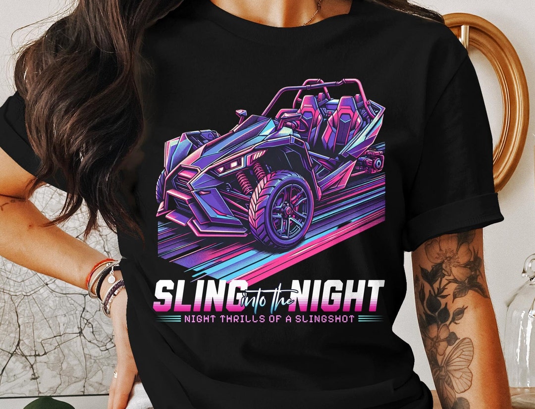 Retro Slingshot Vehicle T-shirt, Vibrant Cyberpunk Graphic Tee, Night ...