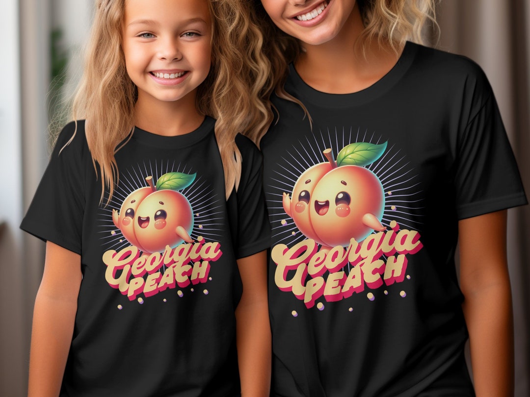 Cute Georgia Peach T-shirt, Friendly Fruit Graphic Tee, Fun Summer ...