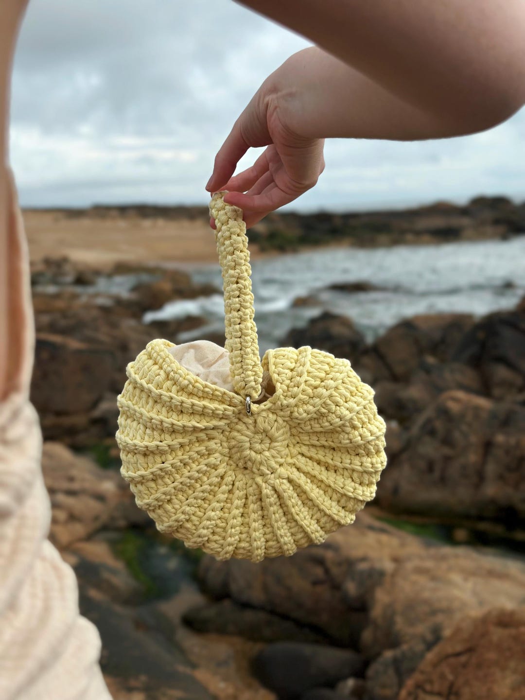 Handmade Seashell Handbag - Butter Yellow Beach Purse, Summer Bag ...