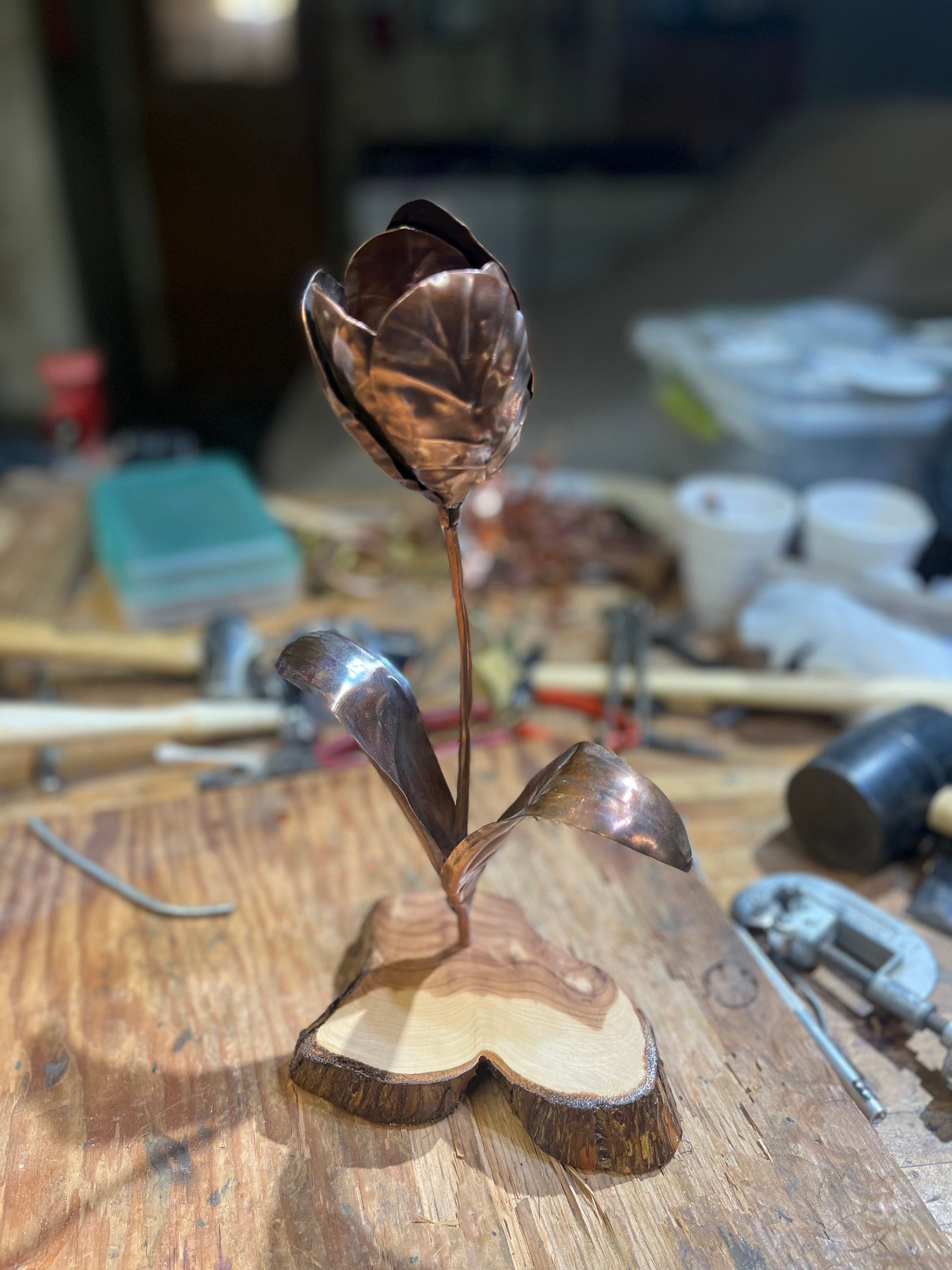 Everlasting Copper Tulip Copper Flower Metal Sculpture Mother's Day ...