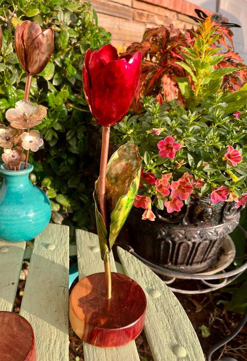 Everlasting Copper Tulip Copper Flower Metal Sculpture Mother's Day ...