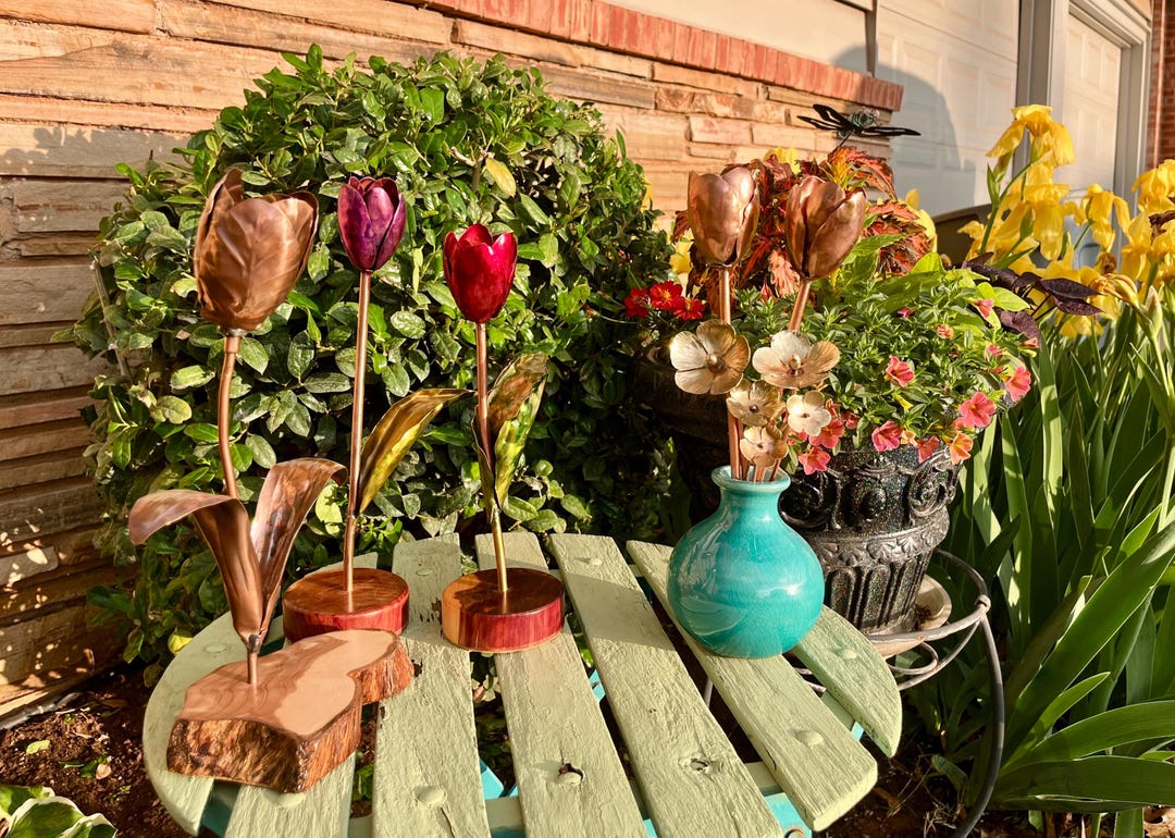 Everlasting Copper Tulip Copper Flower Metal Sculpture Mother's Day ...