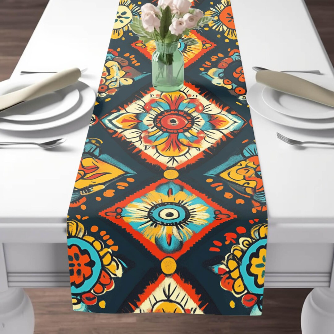 Ethnic Design Table Runner, Rug Style Table Runner, Rustic Table Runner ...