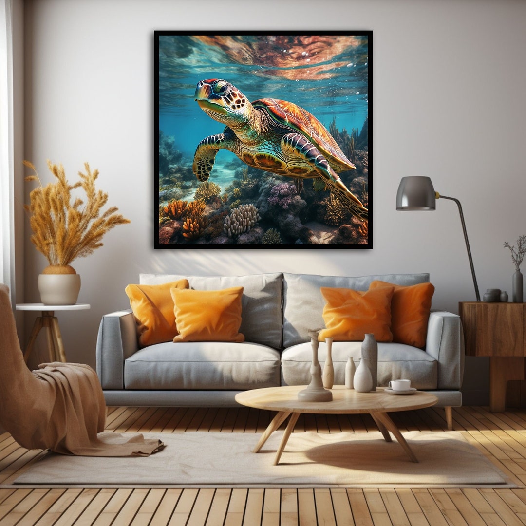 Sea Turtle Printable Art, Sea Turtle Digital Art, Gifts for Ocean ...