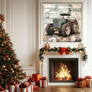 Rustic Tractor Wall Art, Farmhouse Black Framed Canvas Painting ...