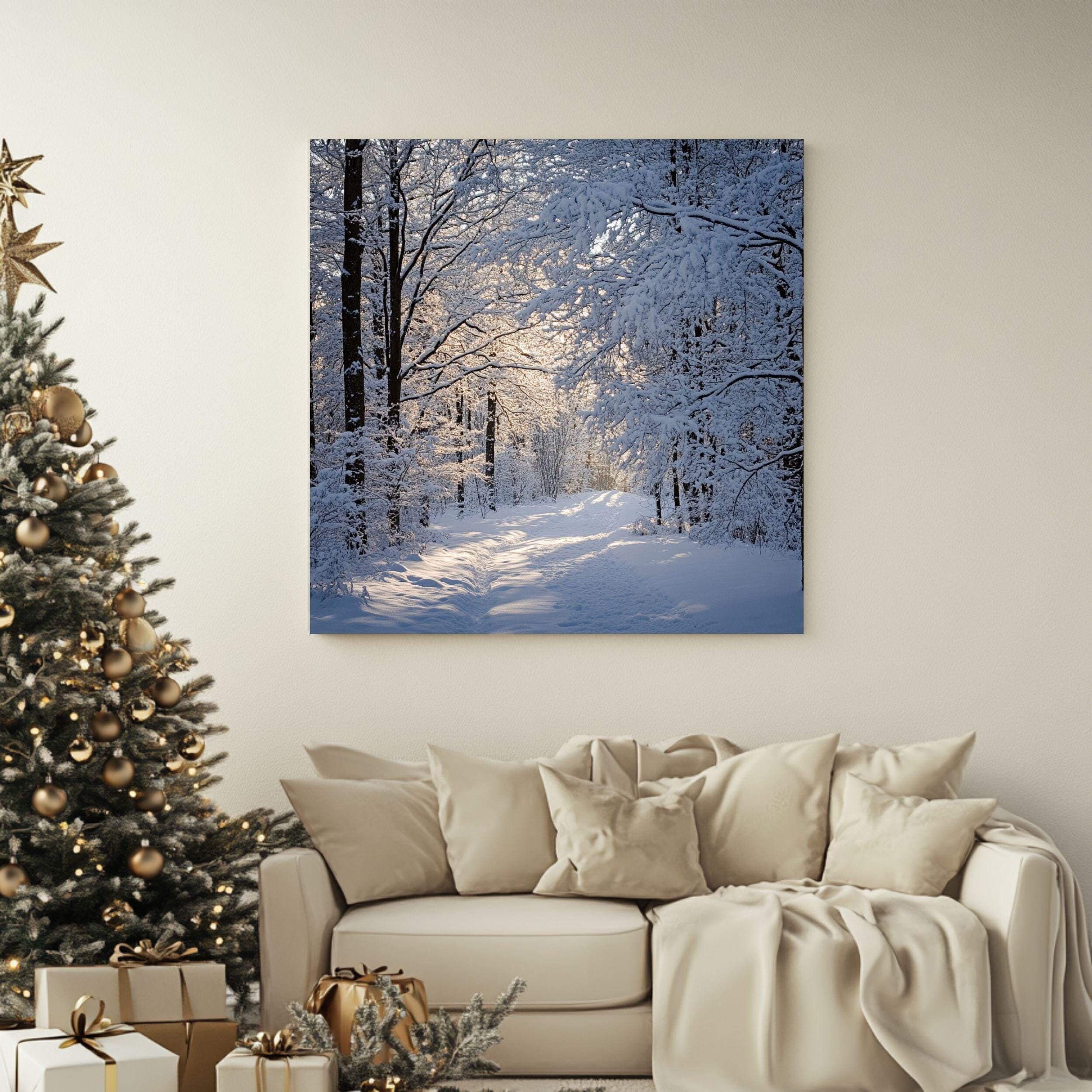 Winter Forest Canvas Wall Art, Serene Snowy Home Decor, Cozy Winter ...