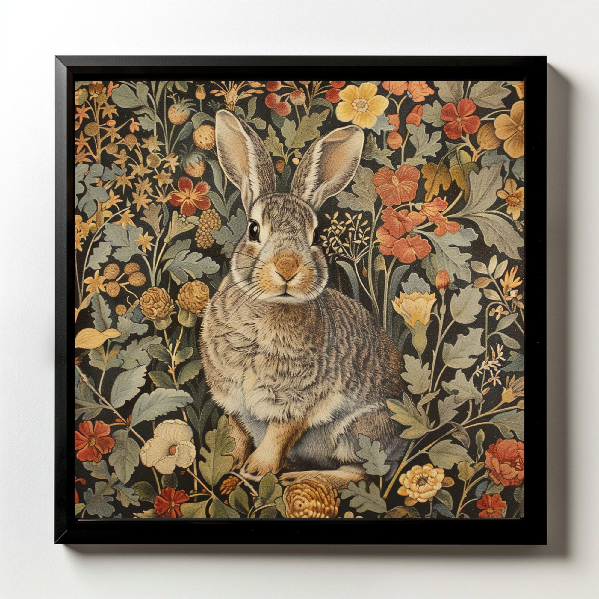 Whimsical Bunny Art William Morris Style, Ready to Hang Vintage Decor ...