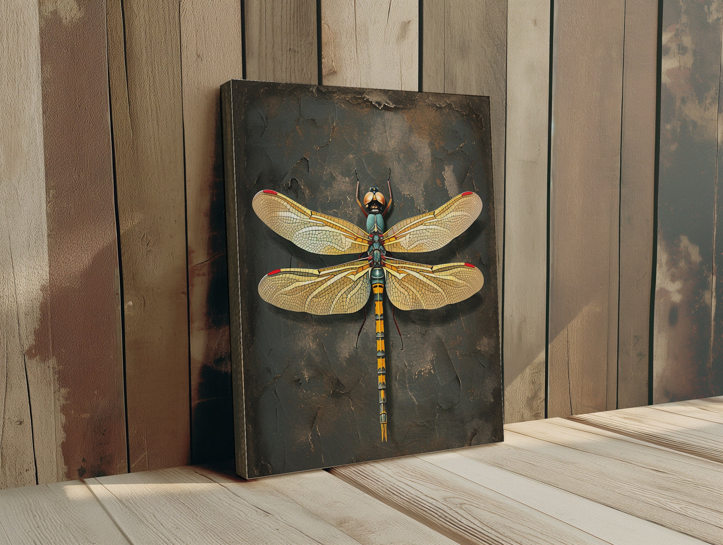 Vintage Dragonfly Canvas Art Garden Dragonfly Canvas Art Painting ...