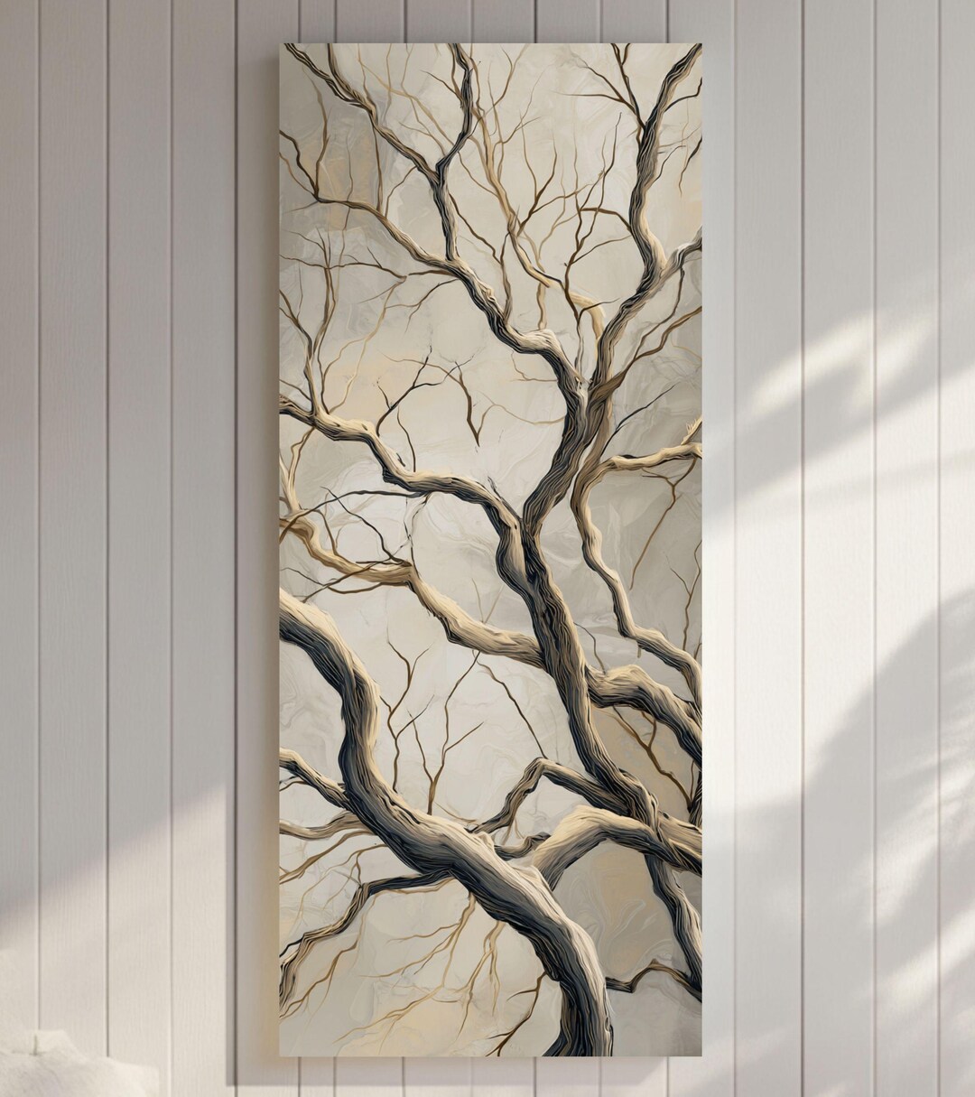 Abstract Tree Branch Tall Vertical Narrow Wall Art, Minimalist Nature ...