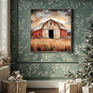 Rustic Farmhouse Barn Canvas Wall Art, Vintage Barn Print, Classic ...