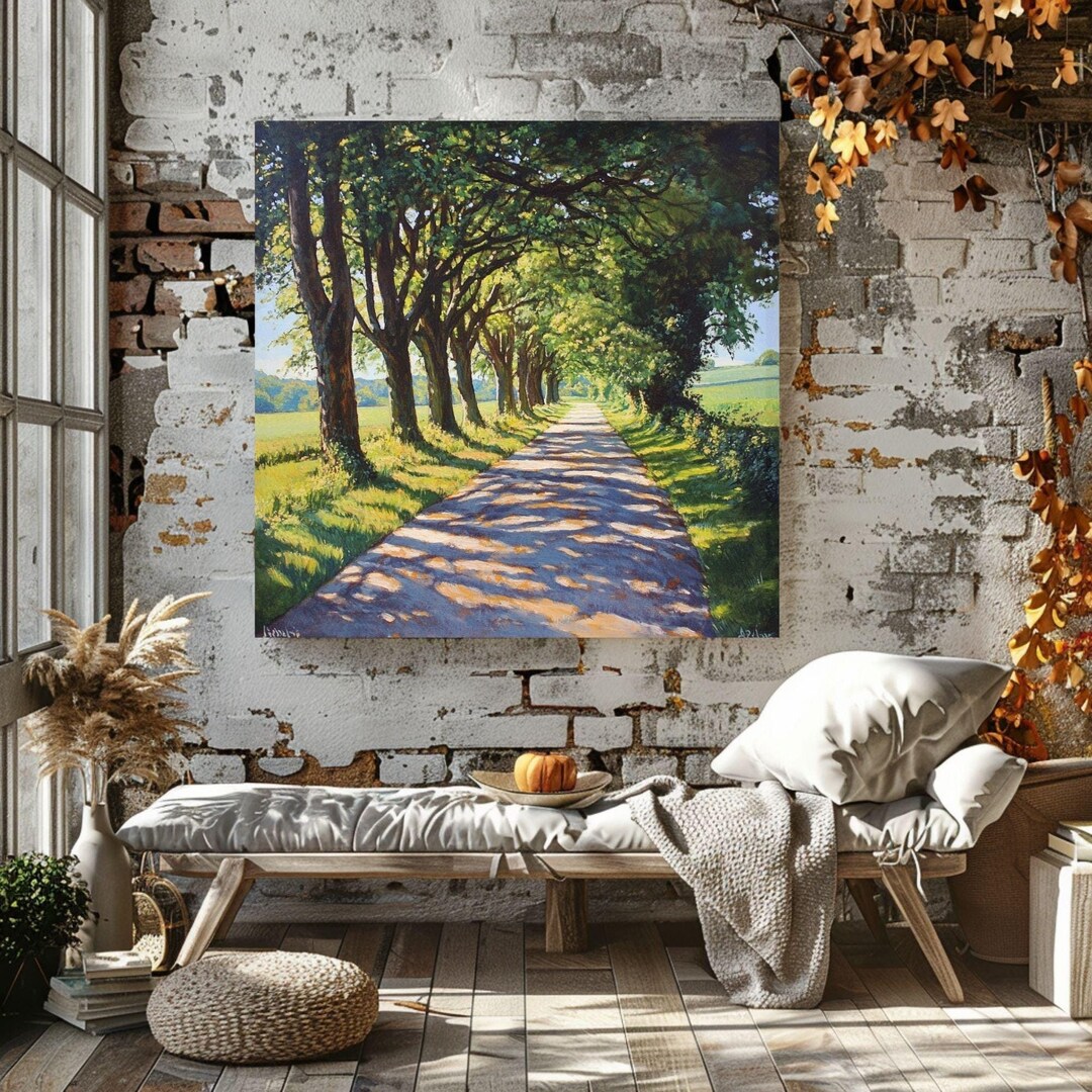 Country Road Painting, Spring Country Lane Art, Spring Landscape Canvas ...