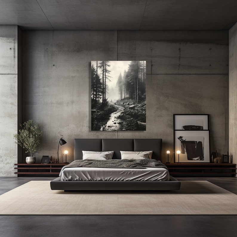 Forest Wall Art, Black and White, Black Framed Wall Art, Forest Wall ...