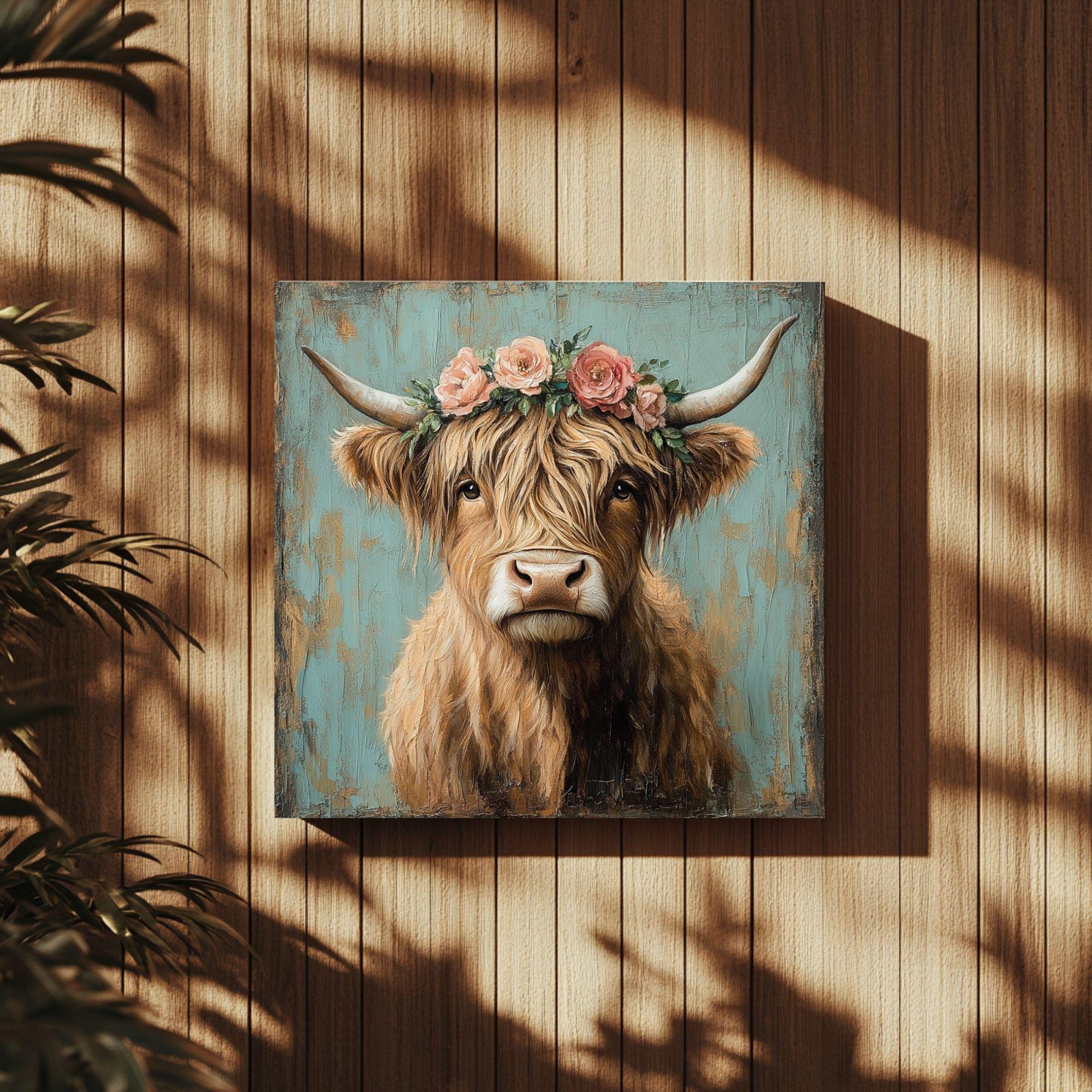 Highland Cow Wall Art, Rustic Cow Print, Highland Cattle Framed Canvas ...