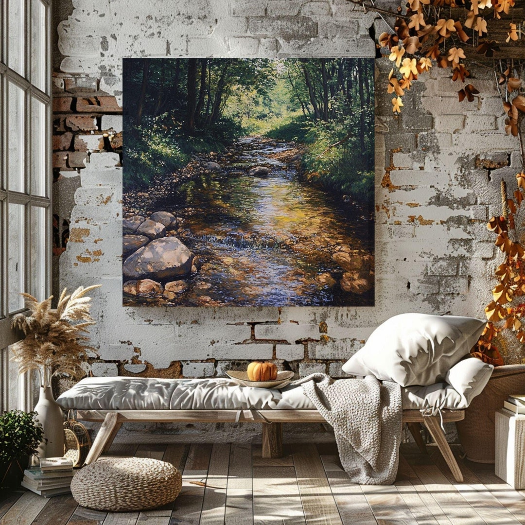 Spring Country Stream Wall Art, Rustic Farmhouse Decor, Pastoral ...
