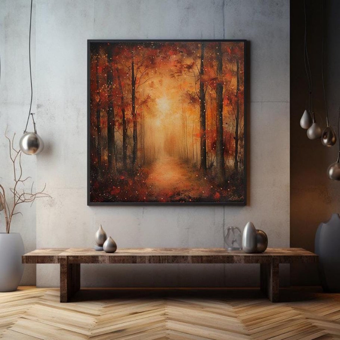 Mystical Autumn Forest Wall Art Canvas, Large Fall Wall Art, Wall ...