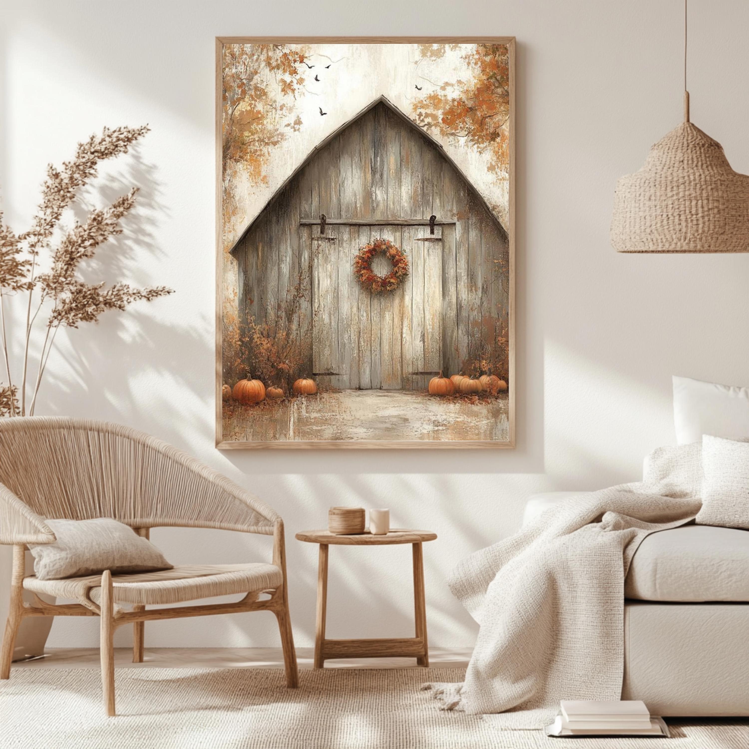Old Autumn Barn Wall Art, Rustic Country Canvas Print, Framed Canvas ...