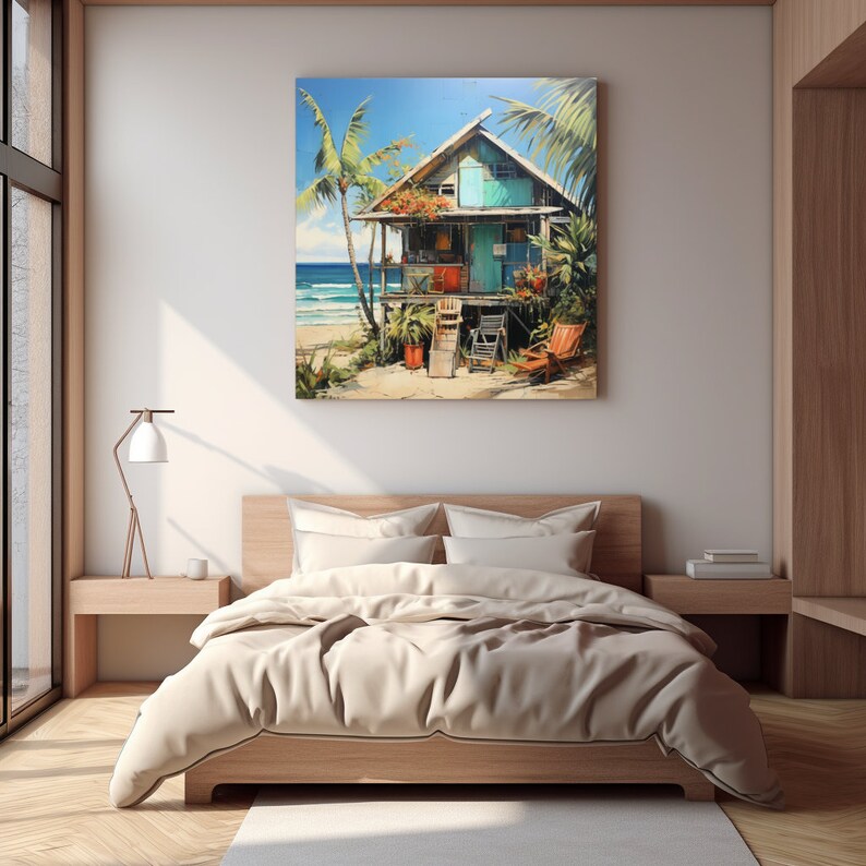 Bohemian Surf Shack Wall Decor, Ready to Hang Black Framed, Colorful ...