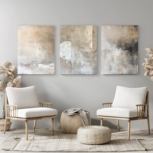 Modern Neutral Abstract Gallery Wall Art Set of 3 Neutral Nordic Canvas ...