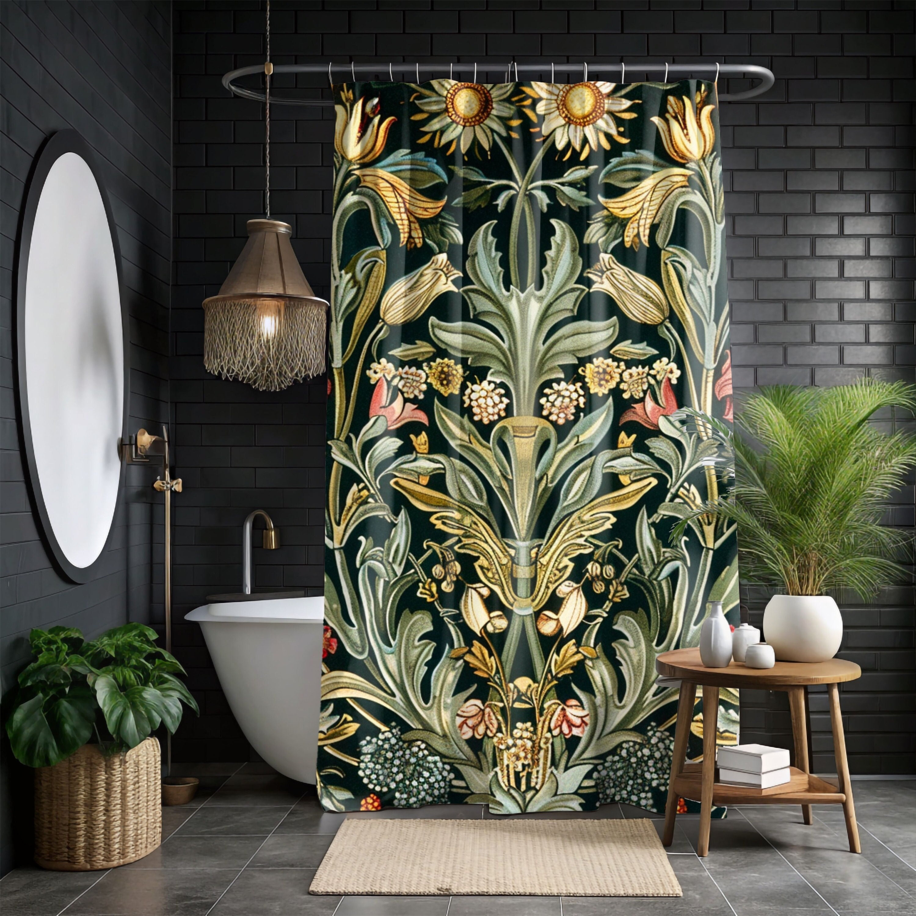 William Morris Floral Print Shower Curtain, Floral Bathroom Decor ...